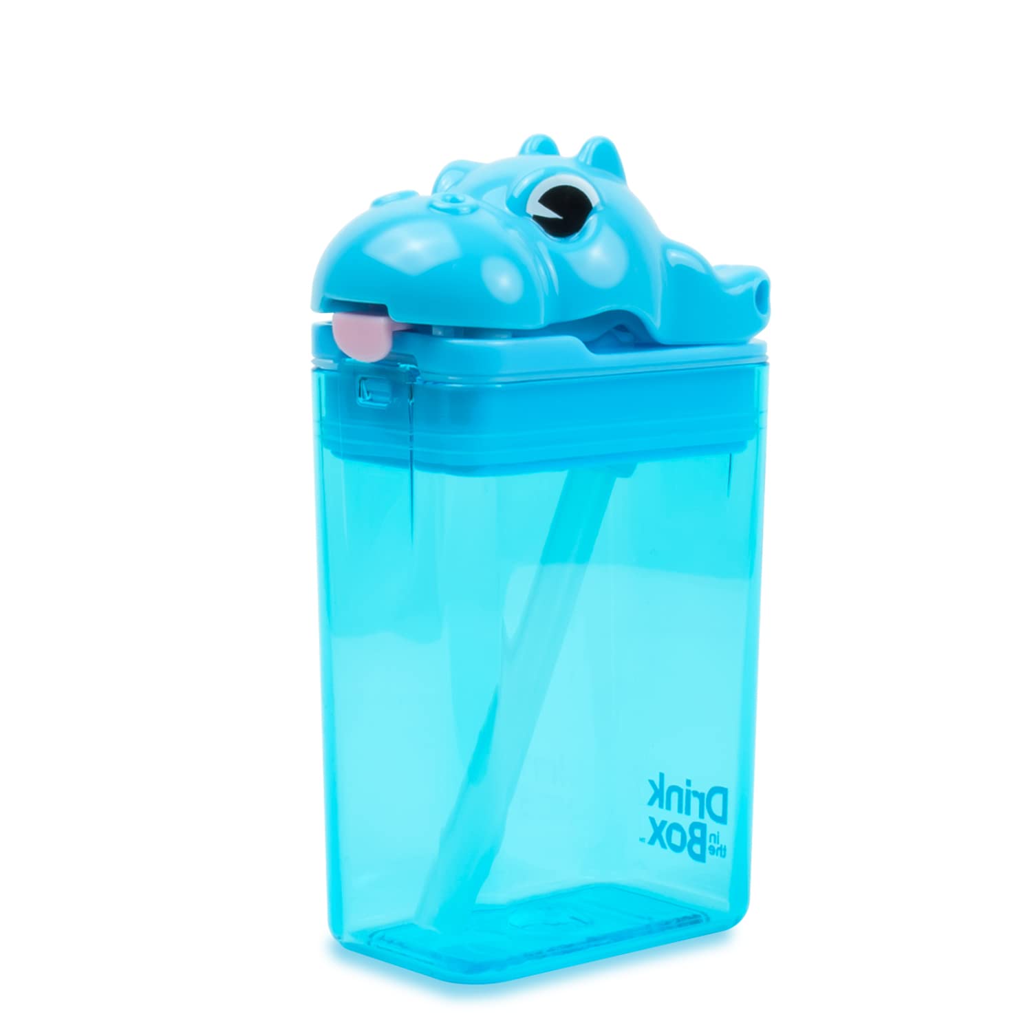 Precidio New Drink in the Box FunTops Eco-Friendly Reusable Drink Container Design, 8oz (Hippo)