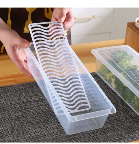ninesung 8 Pieces Food Containers Storage For Fridge,1.5L Plastic Food Storage Containers With Removable Drain Plate and Lids, Refrigerator Organizer Bins Fruit Storage Containers For Fridge Storage