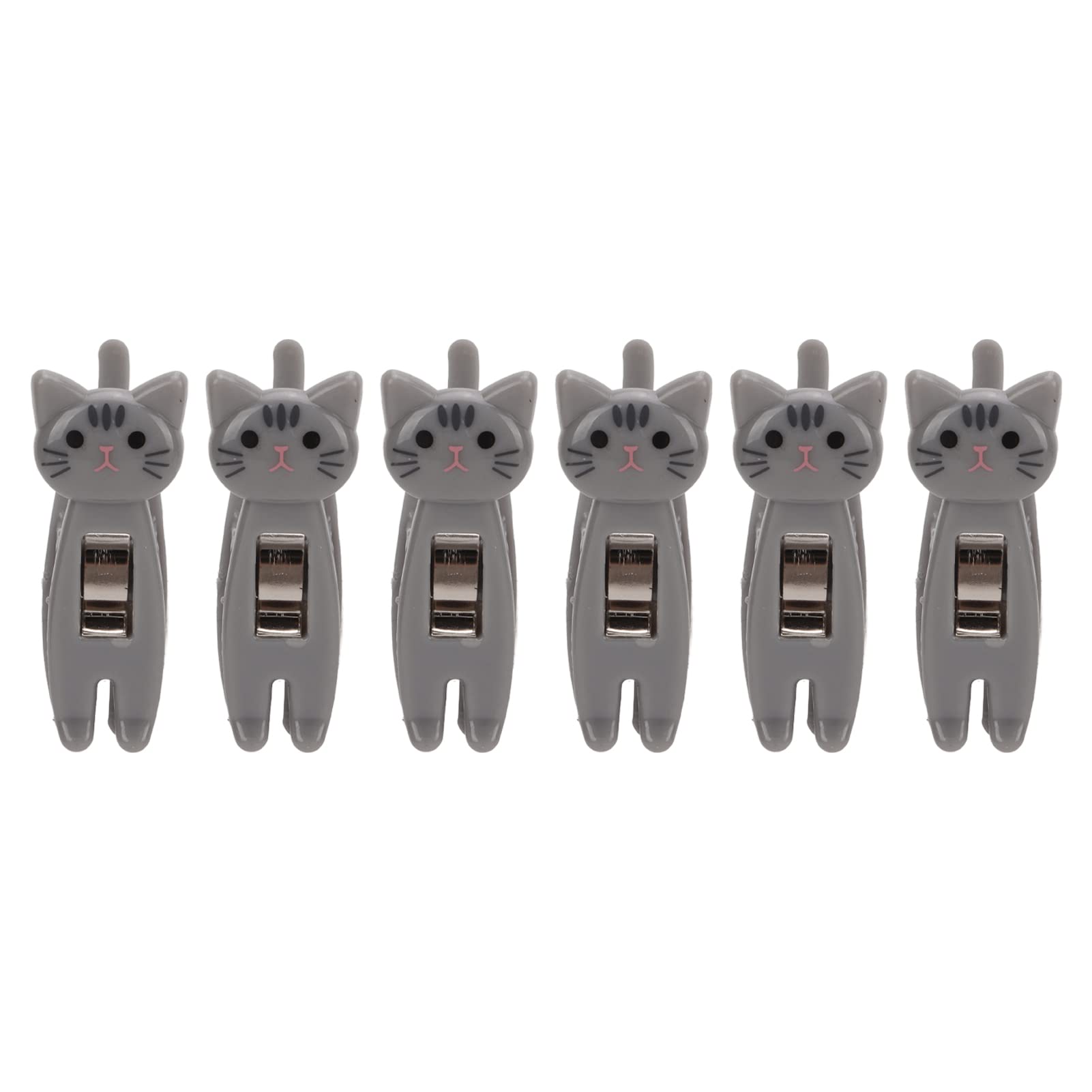 6Pcs Cat Bag Clips, Cut Snack Clips Bag Clips Food Package Chips Bag Funny Snack Clips Kitchen Storage Organization Accessories for Food Storage (Grey)
