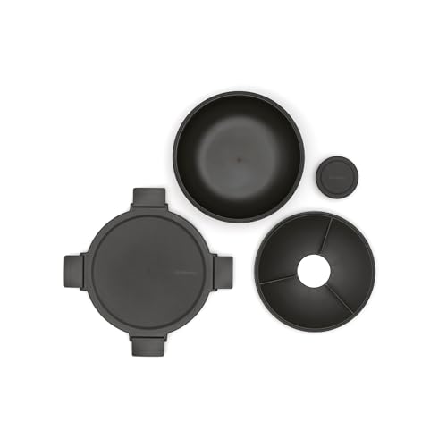 Brabantia Make & Take Salad Bowl with Removable Tray for Toppings & Dressings (Dark Gray) 100% Leakproof, Microwave & Freezer Safe Meal Prep Container