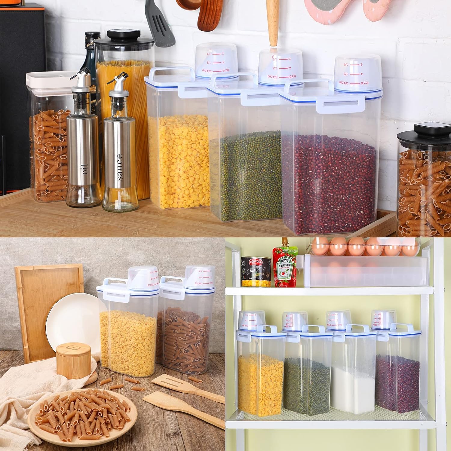 Rice Airtight Storage Container, Rice Storage Bin Cereal Containers Dispenser Storage Containers with Lids Kitchen Storage Bin Rice Holder Container Food Container Sets