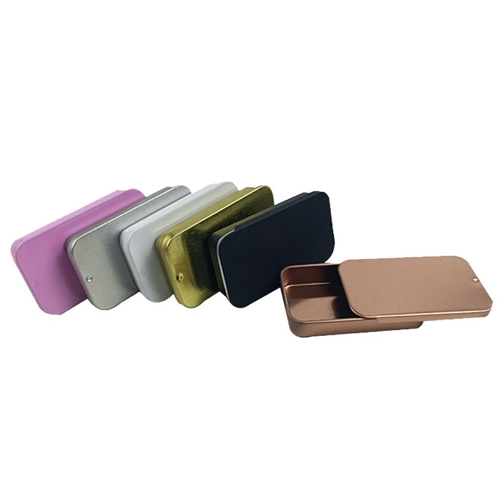 Mini Iron Box, Rectangular Storage Box Tinplate Push Case Portable Jewelry Container, Metal Candy Box Empty Tins Home Organizer(60x34x11mm,white)