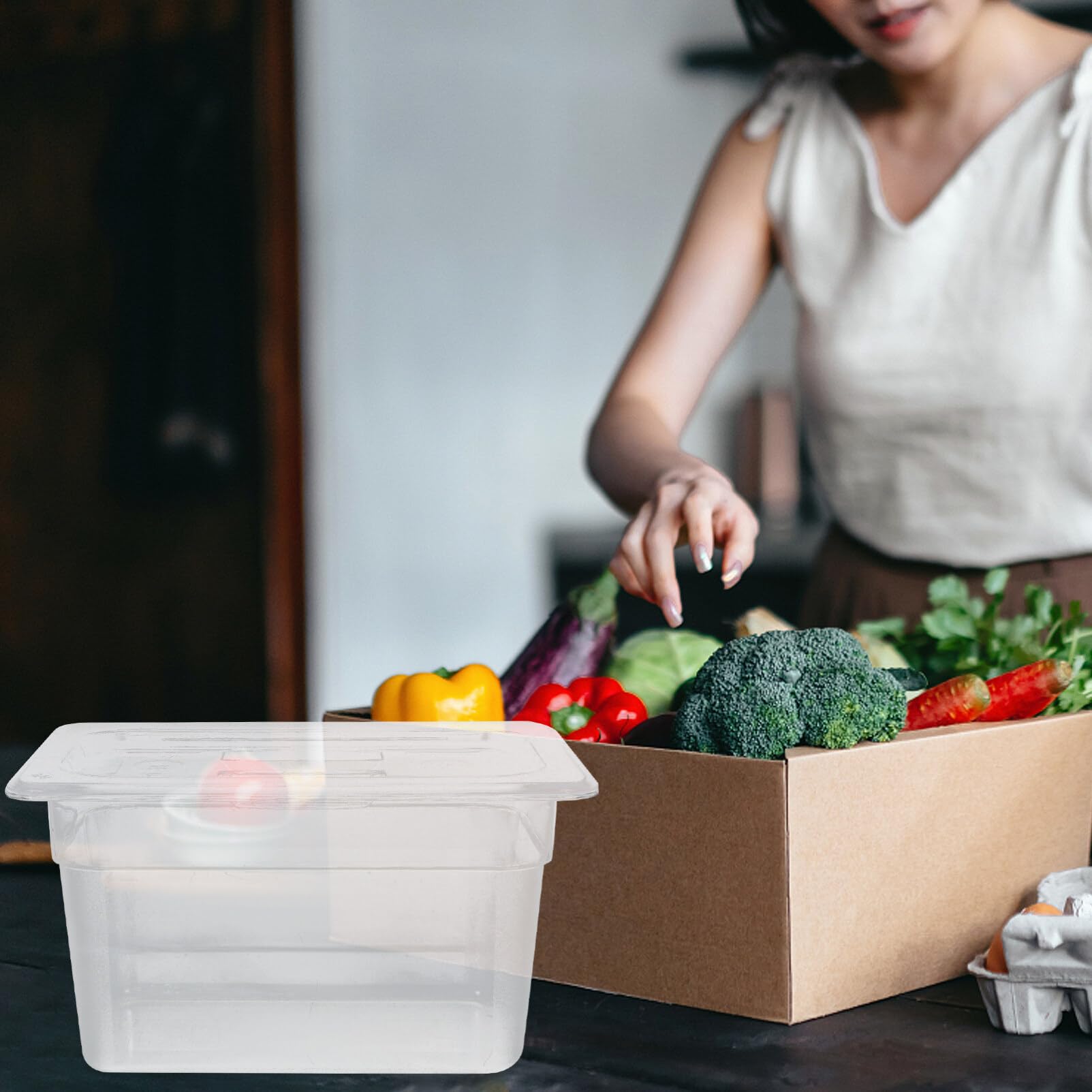 Kichvoe 1 Set plastic freezer organizer vegetable tray with lid food storage containers food prep storage containers freezer containers plastic storage containers bread with cover bacon