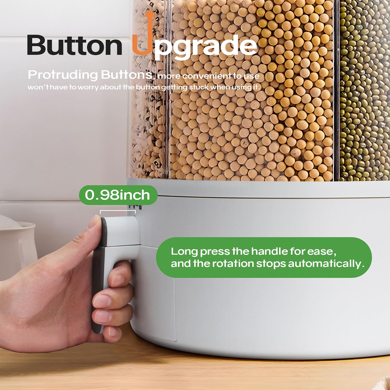 Slow Slog 16lb Grain and Rice Storage Container, 6 Grid Grain Dispenser, 360° Rotating Food Dispenser, Airtight Storage, Rice Dispenser, Upgrade 6 Compartment Rotating Rice Dispenser Storage Container