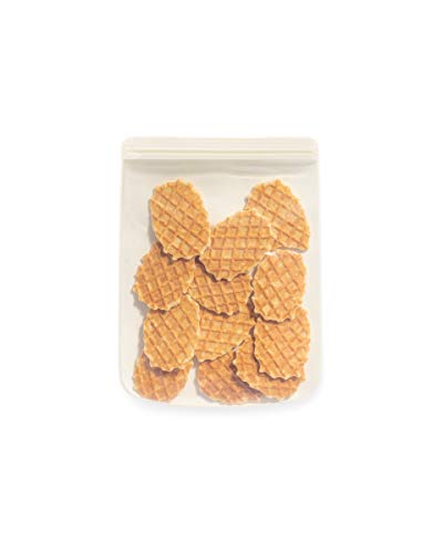 W&P Porter Silicone Reusable Storage Bags, Flat Variety 3 Pack (10oz, 34oz, 46oz), Cream, Food Storage Container, Microwave and Dishwasher Safe, Easy Cleaning