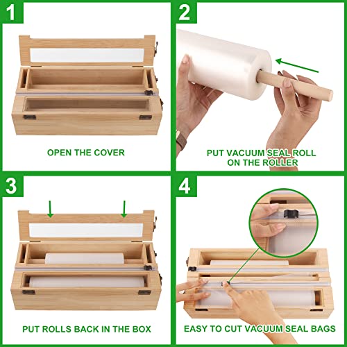 Refillable Vacuum Sealer Bags Dispenser, Rolls Keeper with Built-in Cutter, Come with 8'' and 11'' x 20β Rolls for Food Saver, Commercial Grade, BPA Free and Heavy Duty