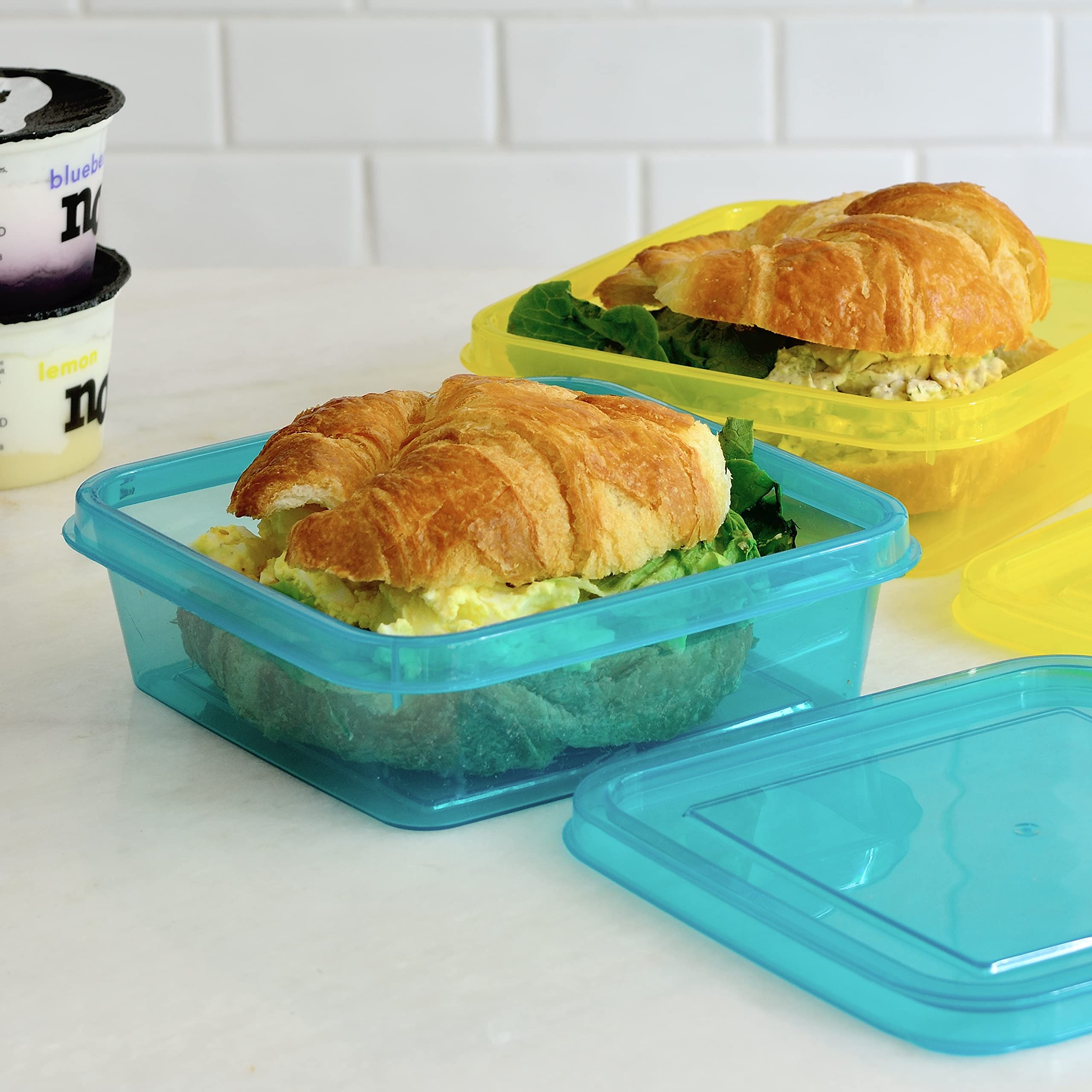 Youngever 3 Pack 20 Ounce Sandwich Containers for Lunch Box, Reusable Food Storage Containers, Meal Prep Containers, Single Sandwich (Multi Color)