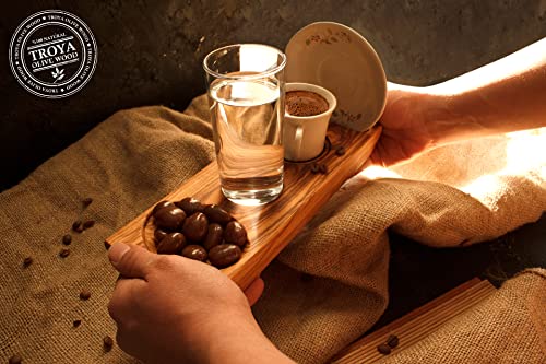 Handmade Wooden Coffee Table Tray, Housewarming Gift for Your Loved Ones, Tea Tray & Coffee Serving Tray, Coffee Decor for Coffee Gifts, Ottoman Tray for Turkish Coffee Set, Solid Troya Olive Wood