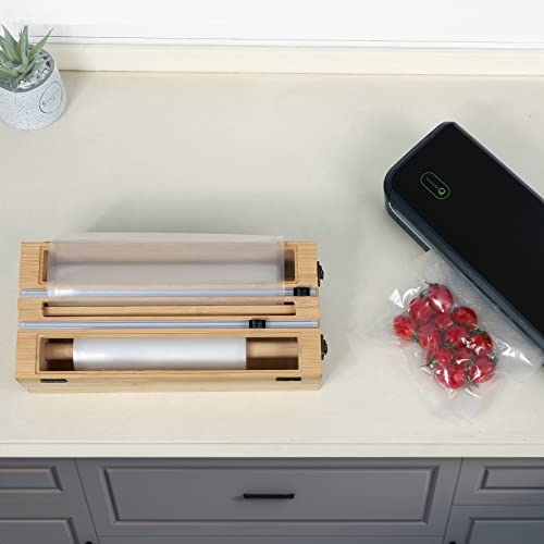 Refillable Vacuum Sealer Bags Dispenser, Rolls Keeper with Built-in Cutter, Come with 8'' and 11'' x 20β Rolls for Food Saver, Commercial Grade, BPA Free and Heavy Duty