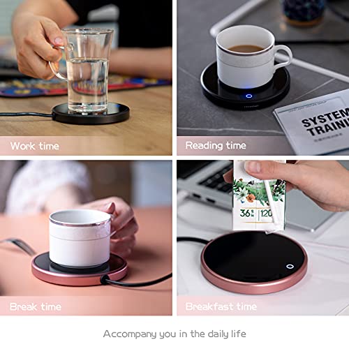 HAOY Coffee Warming Mug, Electric Coffee Warmer for Desk Use Beverage Cup Candle Wax Heater Plate Touch Control Cups Mug Hot Thermostat Heating Coffee, Beverage, Milk, Tea and Hot（Gold）