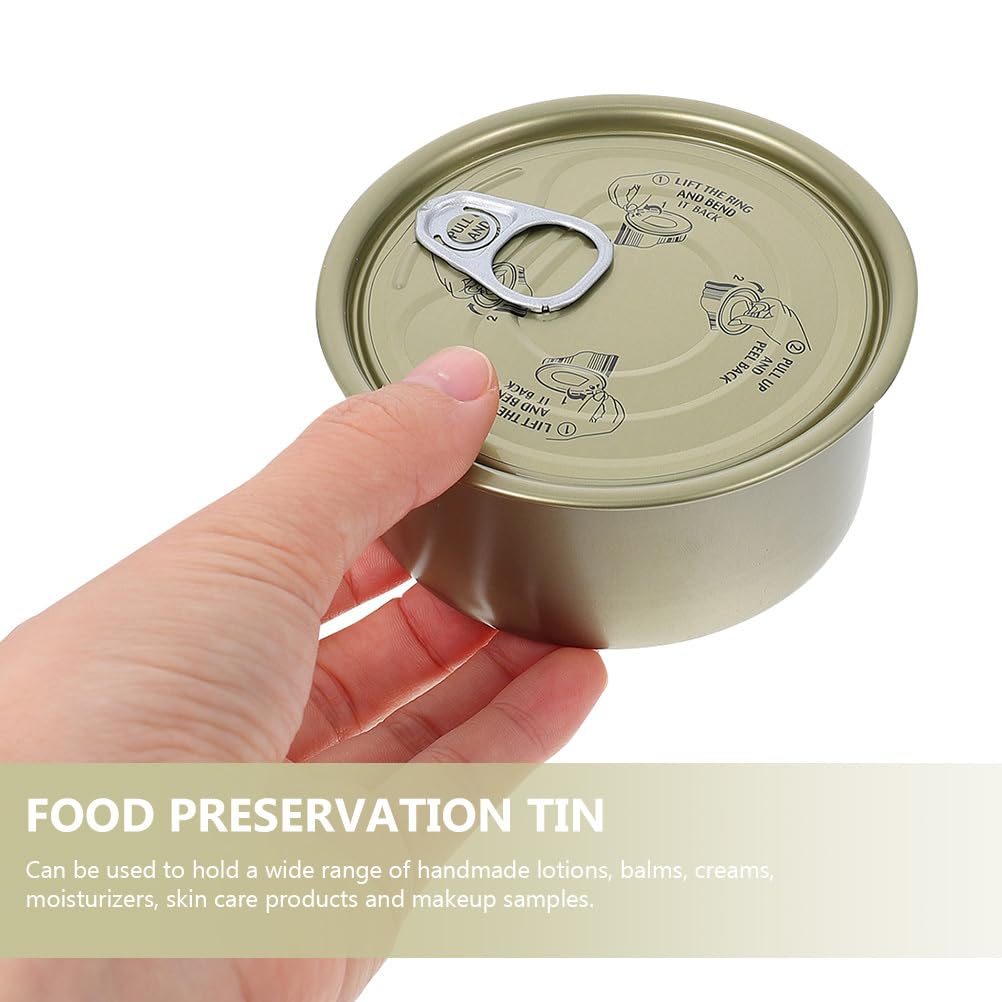 Luxshiny 12pcs Food Grade Self-Seal Tin Cans with Lids: 3.26X3.26X1.65 Inch Round Tinplate Containers for Cat Food Candies Lotions Balms Herbs, Empty Refillable Metal Jars for Storage