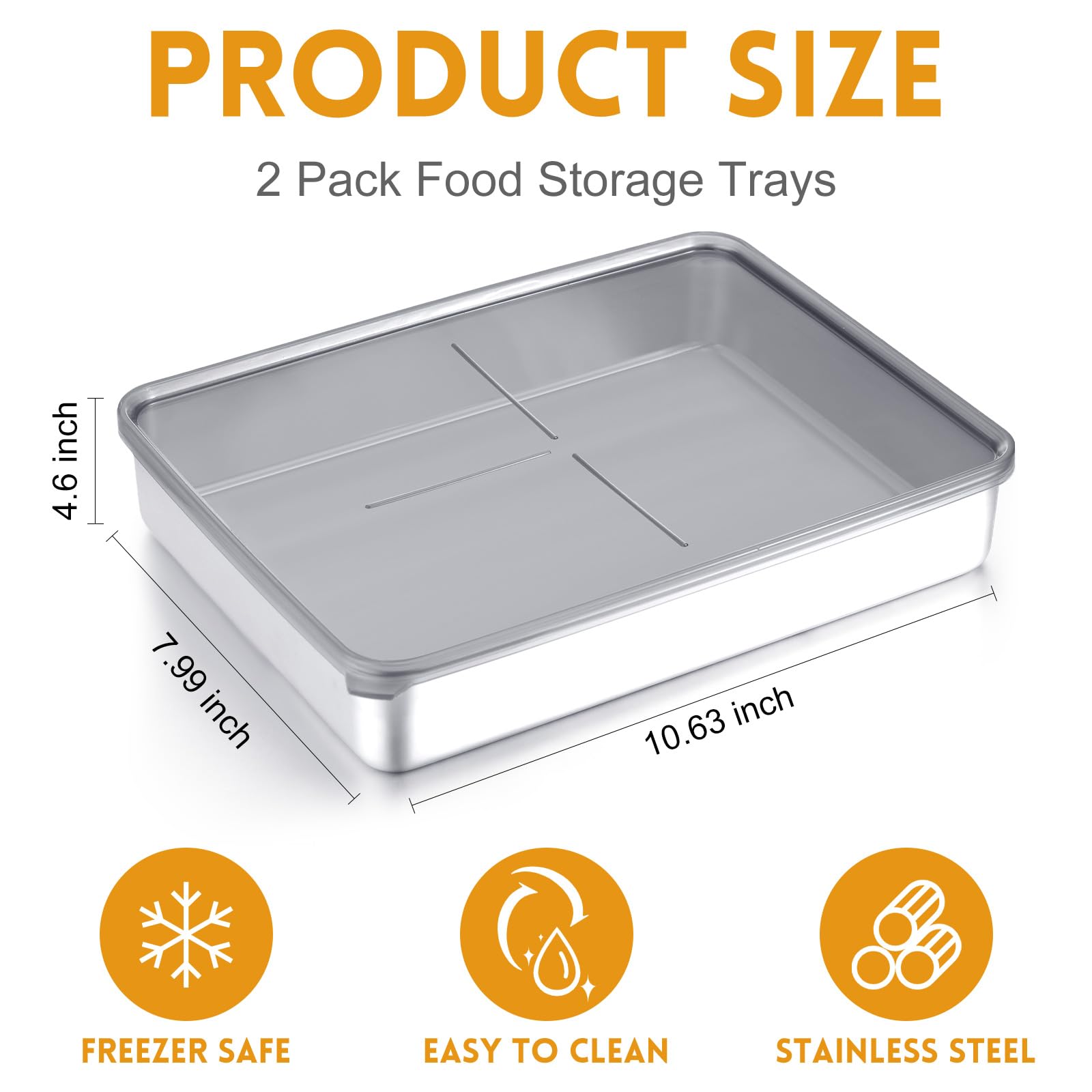 Maxcheck 2 Pack Bacon Container for Refrigerator 304 Stainless Steel Airtight Deli Meat Storage Containers Large Food Storage Containers with Lids and Elevated Base for Fridge