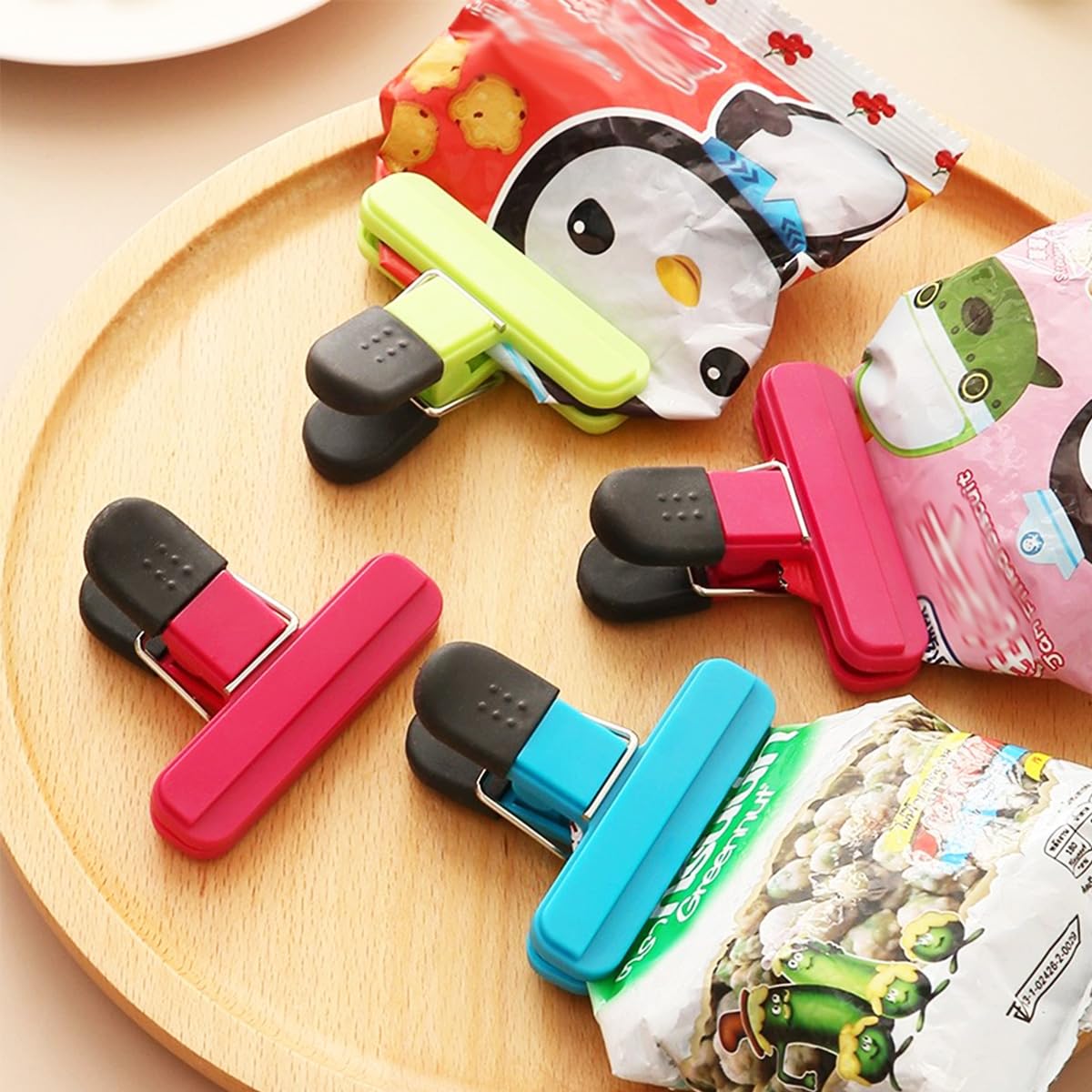 20 PCS Food Clips Bread Bag Clips for Food Storage with Air Tight Seal Grip, Squeeze and Lock Bread Bag Clips, Plastic Bag Closure Clips, Chip Clips, Snack Clips, Plastic Heavy Seal Grip