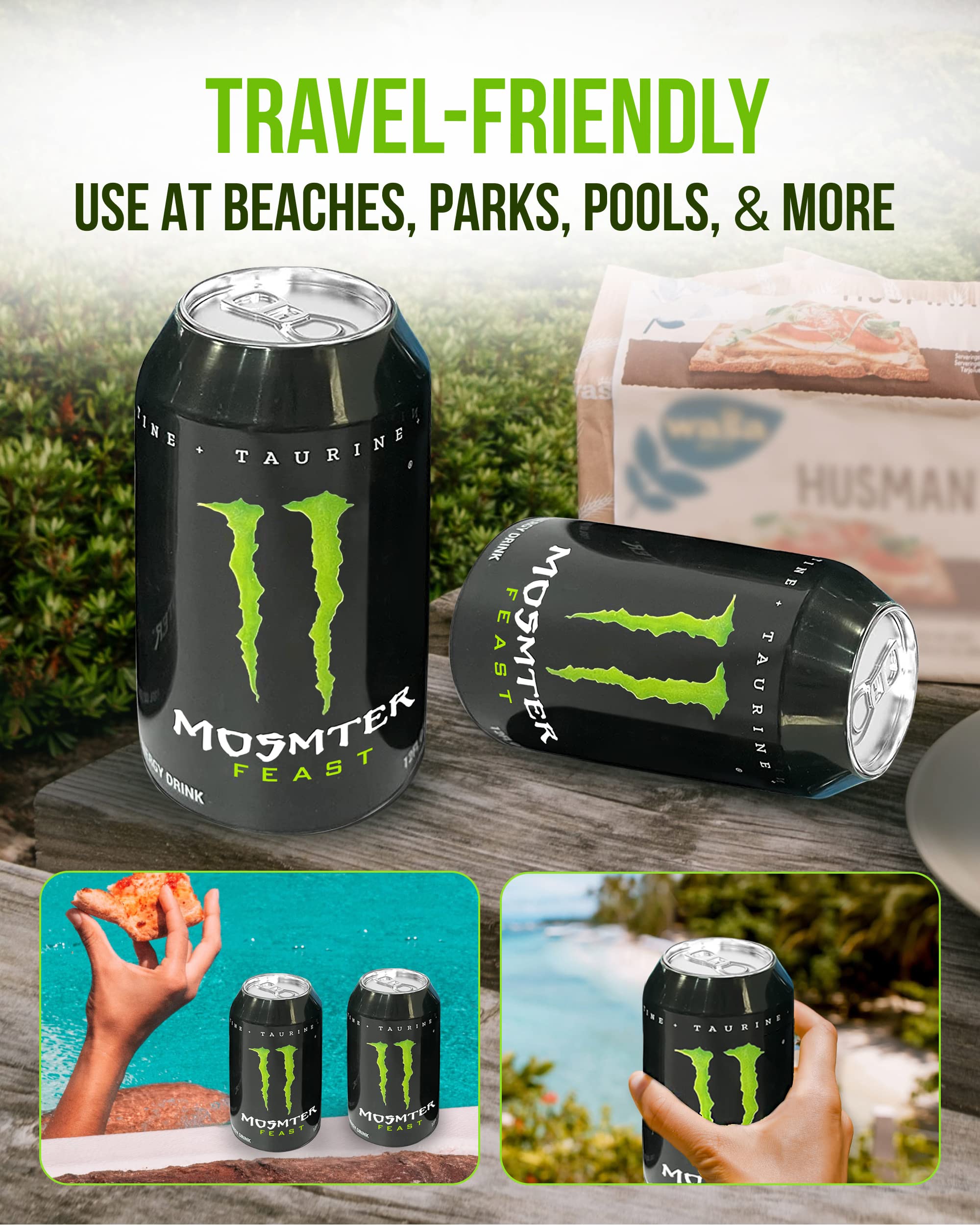 BeerSkin Skywin Silicone Can Sleeve, 3 Pack 12 oz (355 ml) Soda Can Sleeve, Disguises Can as Soda (Black)