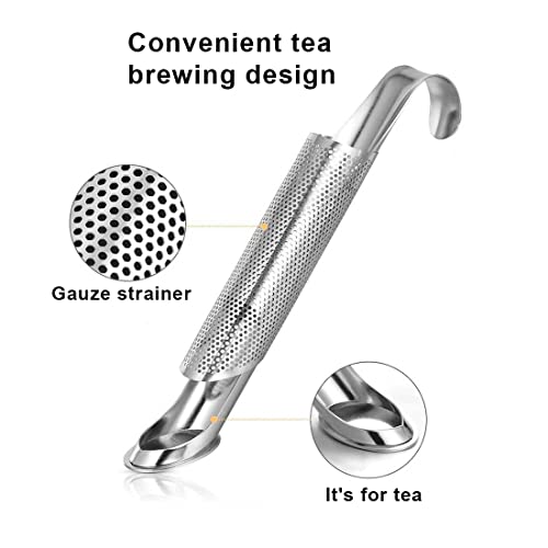 4 Pack Tea Infusers Tea Filter and 2 Brush, Stainless Steel Tea Infuser Stick Pipe Tfor Loose Tea Leaf Coffee, Seasonings and Spices,Fine Mesh Ball for Loose Tea Leaf Pincer Tea Ball Tea Filter