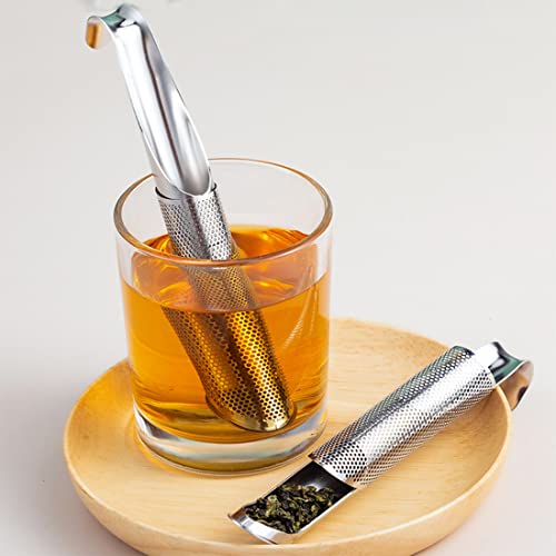 4 Pack Tea Infusers Tea Filter and 2 Brush, Stainless Steel Tea Infuser Stick Pipe Tfor Loose Tea Leaf Coffee, Seasonings and Spices,Fine Mesh Ball for Loose Tea Leaf Pincer Tea Ball Tea Filter