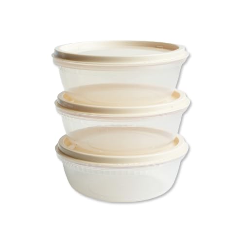 Unica Round Food Container, BPA-free Microwave Bowls with Lids, Airtight Container, Stackable Mixing Bowl Set, Freezer & Dishwasher Safe, Set of 3, 26 oz, 6.9x6.9x3.01 in
