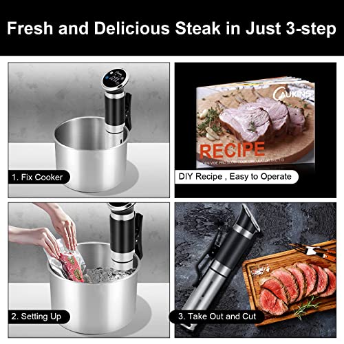 CAUKINS Sous Vide Machine Precision Cooker:Sous Vide Cooker 1100 Watts Immersion Sous Vide Low Temperature Cooker Immersion Circulator for Sous Vide