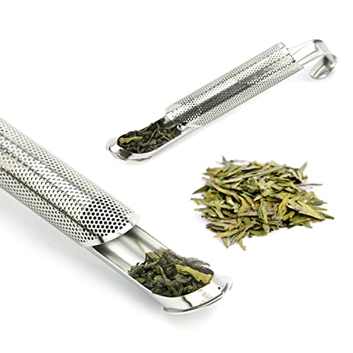 4 Pack Tea Infusers Tea Filter and 2 Brush, Stainless Steel Tea Infuser Stick Pipe Tfor Loose Tea Leaf Coffee, Seasonings and Spices,Fine Mesh Ball for Loose Tea Leaf Pincer Tea Ball Tea Filter