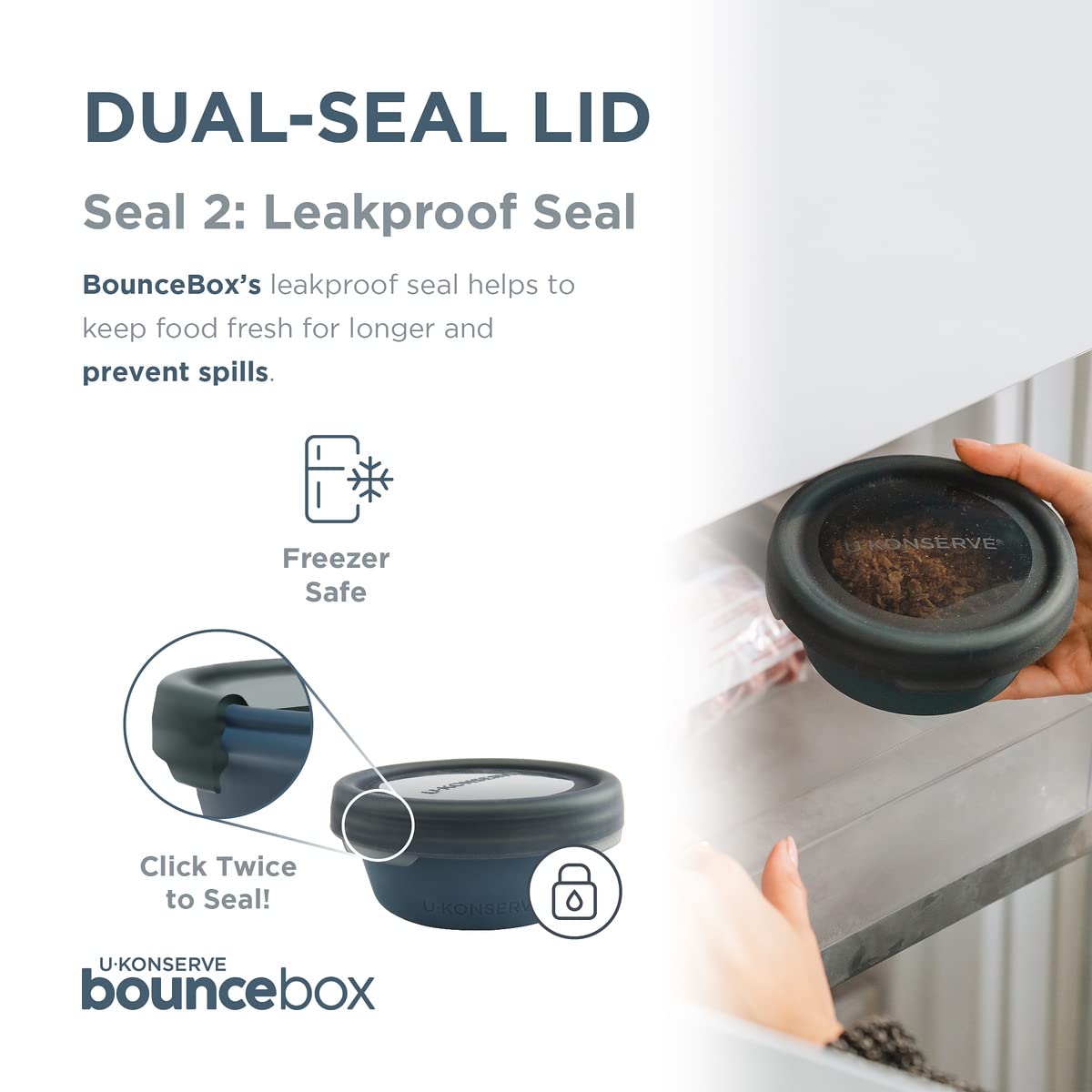 U Konserve Platinum Silicone Food Storage Bento Box Dual Seal Container - Leak Proof, Shatter Proof, Dishwasher Safe, Plastic Free - 20oz (Seafoam)