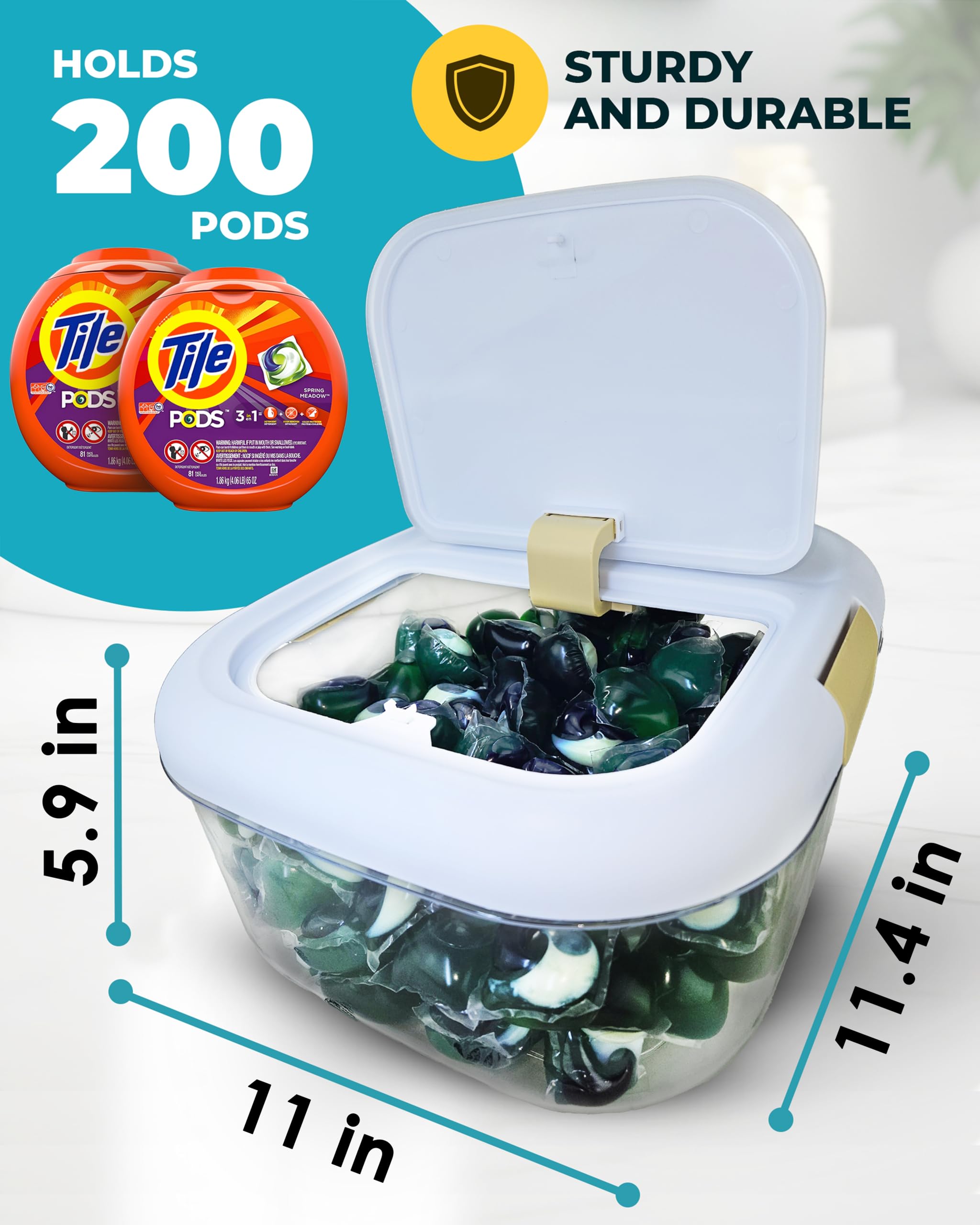Skywin Laundry Pods Container for Laundry Room Organization, Dishwasher Pods Container (White)