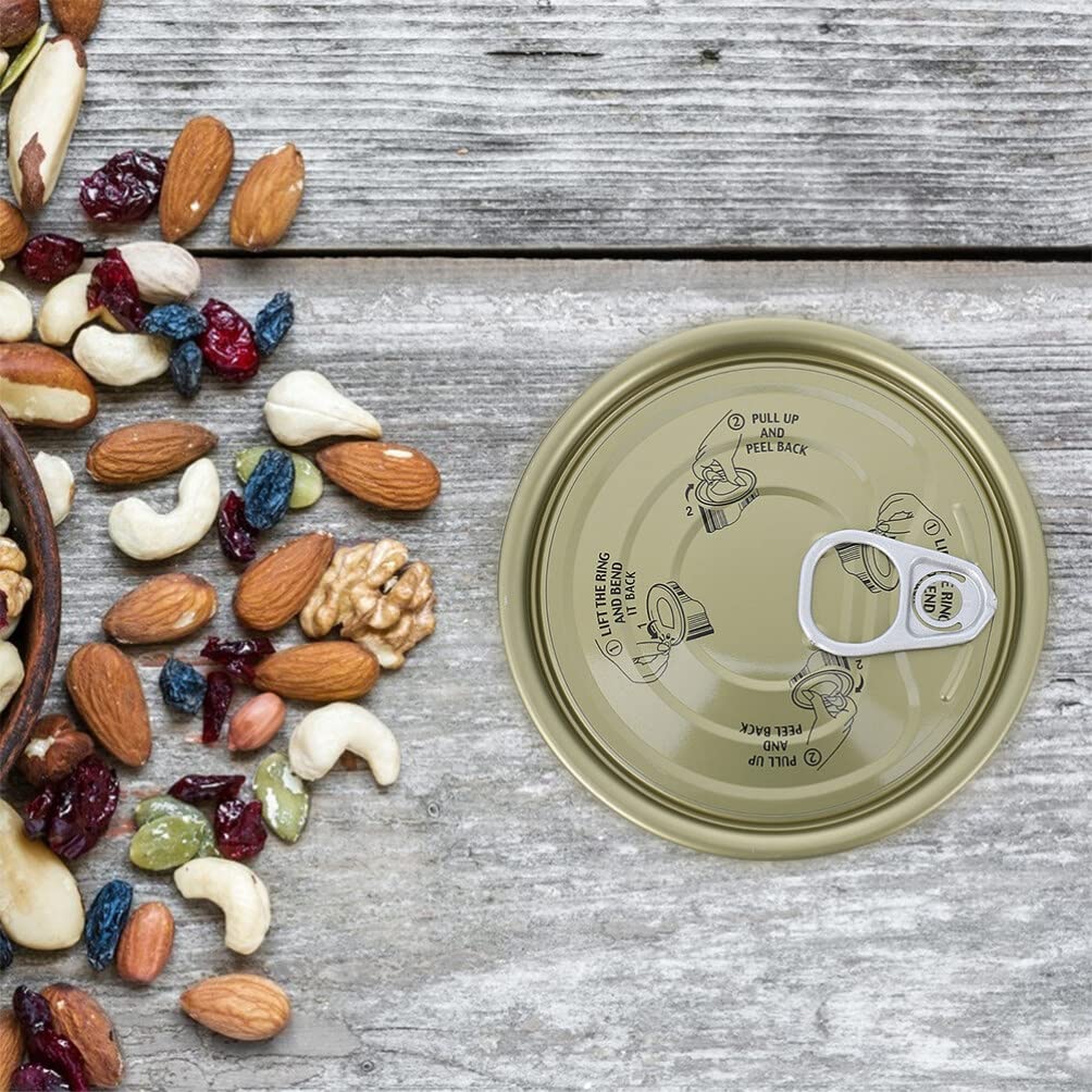 Luxshiny 12pcs Cali Self-seal Tin Can with Lid Press-in Food Container Can Refillable Round Empty Salve Tins Tuna Can for Fish Candies Meat Pet Food 8.3X8.3X3.8CM