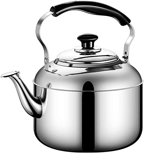 Food Grade Stainless Steel Tea Kettle Stove Top Whistling Silver Teapot,Large Capacity,Gas Electric Applicable (Size : 4L)