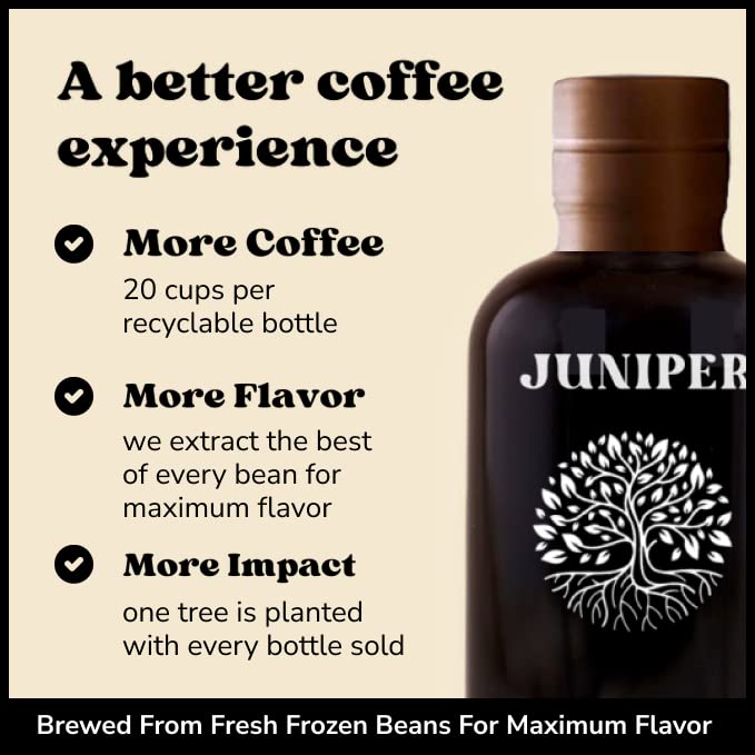 Juniper Ultra Coffee (Decaf) : Caffeine Free Organic Coffee Concentrate - 0mg of Caffeine per serving - Create Delicious Iced or Hot Coffee in an Instant with 20 Servings Per Bottle.
