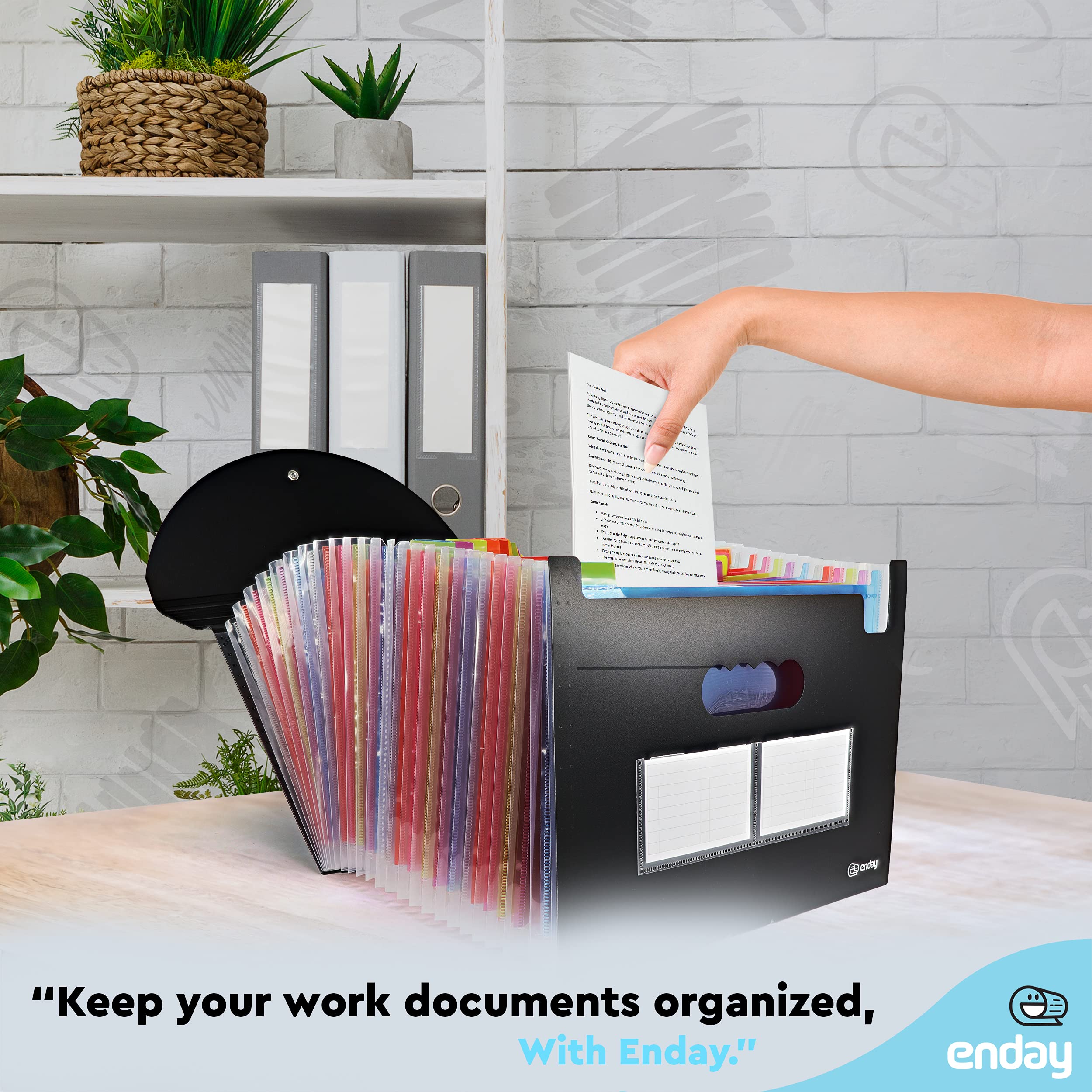 Accordion File Organizer 24 Pocket Expanding File & Cover Folder with Labels, Plastic Portable Desktop Letter A4 Paper Document Receipt Bill Storage, Filing Folder Organizer β by Enday