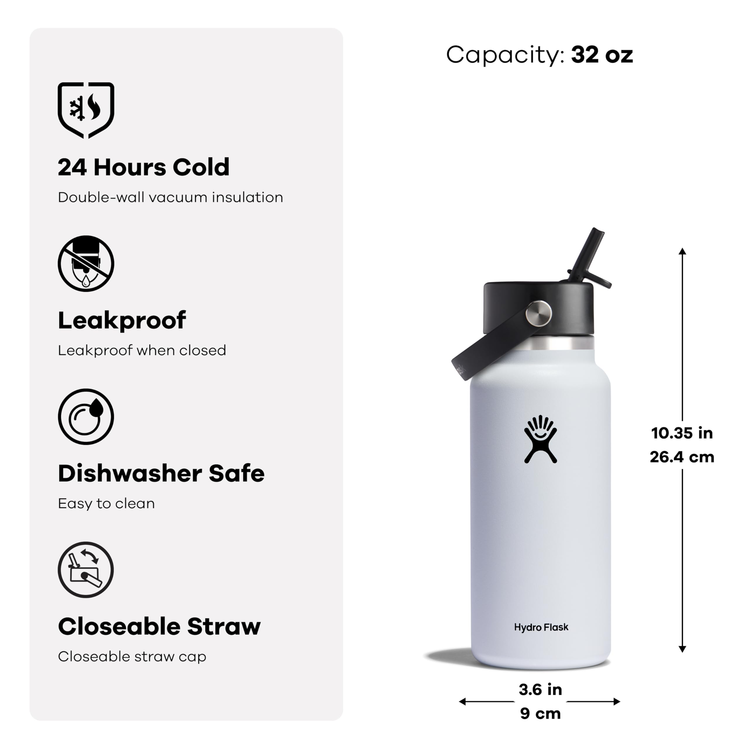 Hydro Flask Wide Flex Straw Cap Stone 32 Oz