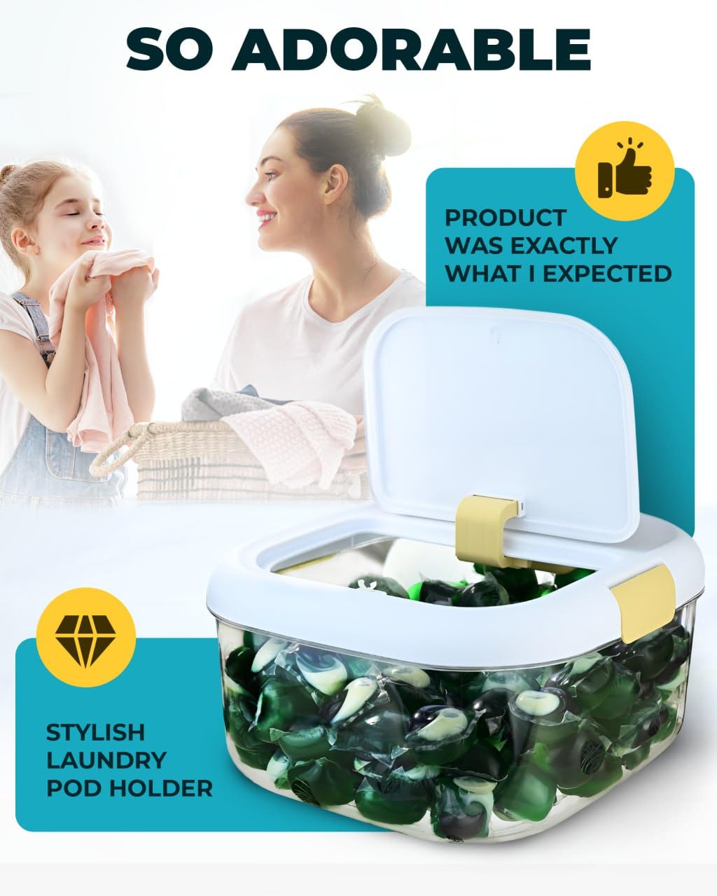 Skywin Laundry Pods Container for Laundry Room Organization, Dishwasher Pods Container (White)