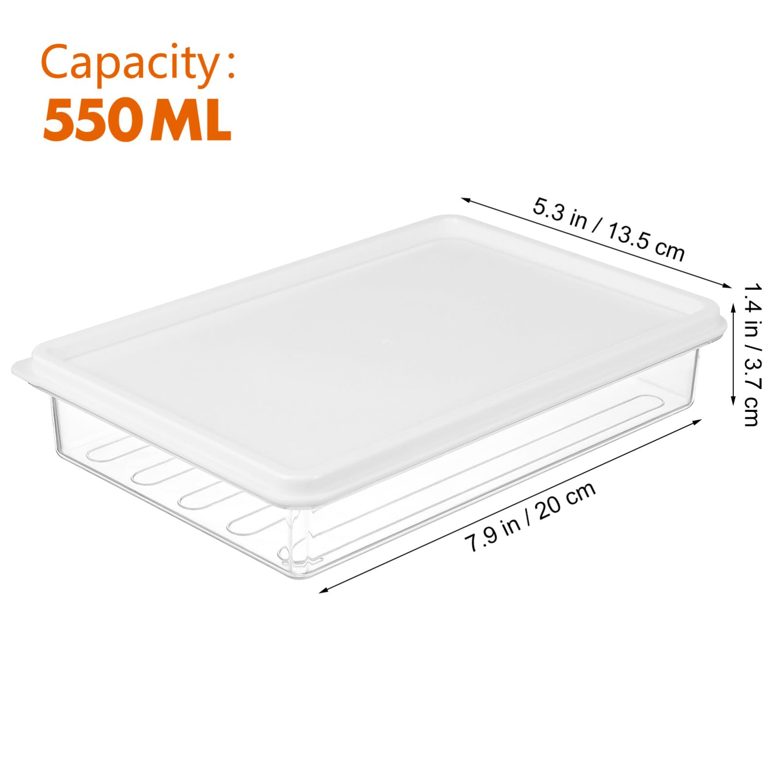 Luxshiny Bacon Storage Container for Fridge Bacon Holder 550ml Plastic Meat Saver Cold Cuts Cheese Keeper with Lid Freezer Storage Containers for Fruits Vegetables Meat Cookie 20x13.5x3.7CM