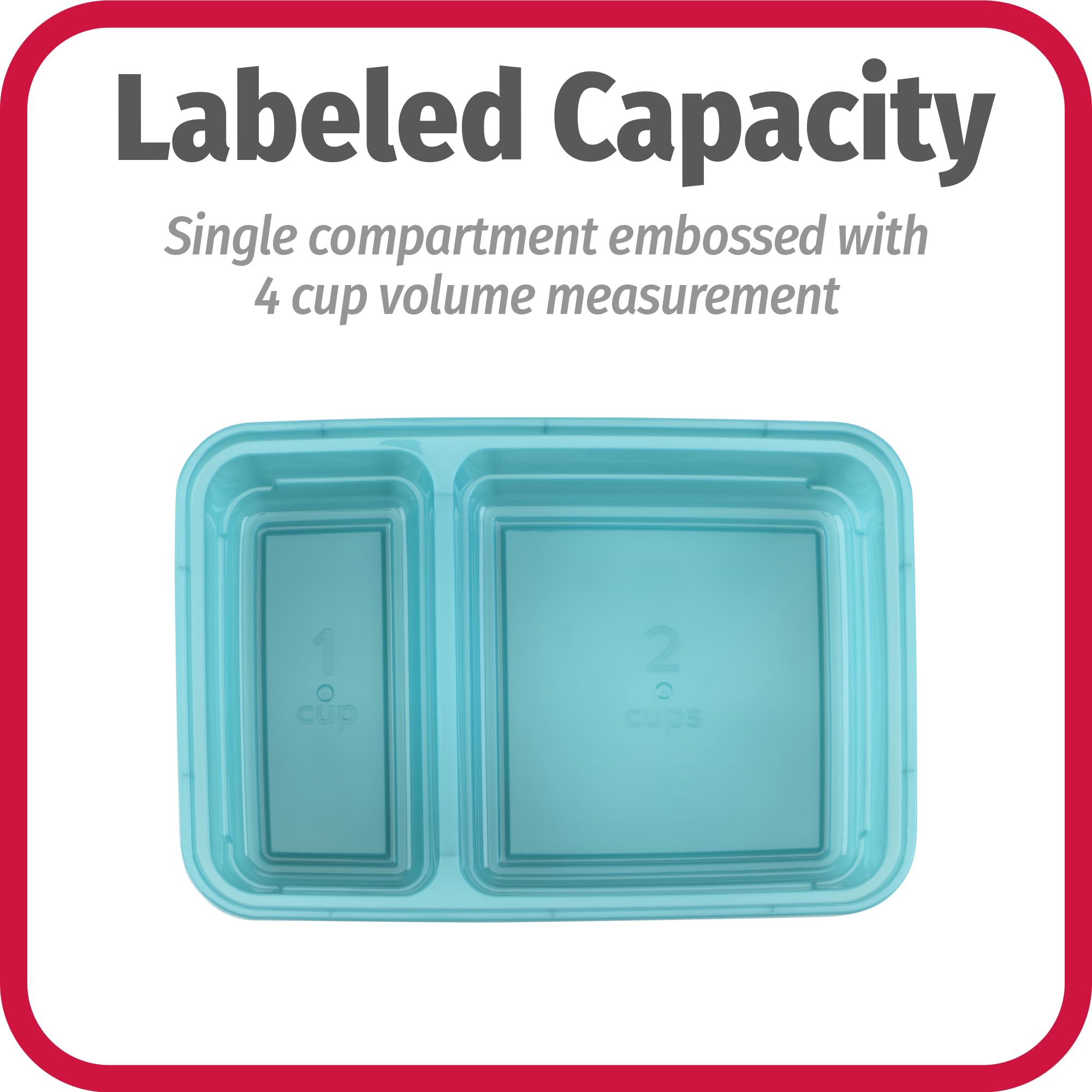 GoodCook Meal Prep 2-Compartment Reusable Food Storage Container Set with 50 Containers, Lids and Condiment Cups, Blue