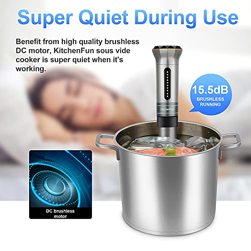 Sous Vide Cooker Immersion Circulators: 1100W Fast-Heating| IPX7 Waterproof| Thermal Immersion Circulator| Accurate Temperature and Timer| Sous Vide Machines with Digital Touch Screen by KitchenFun