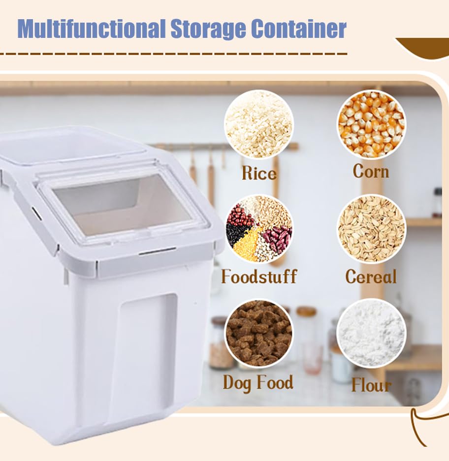 RUIAN 2pcs Food Container, Food Storage Box With Lid and Shovel, Airtight Kitchen Storage Container for Storing Dry Food, Cat/Dog Food Storage Container, Large