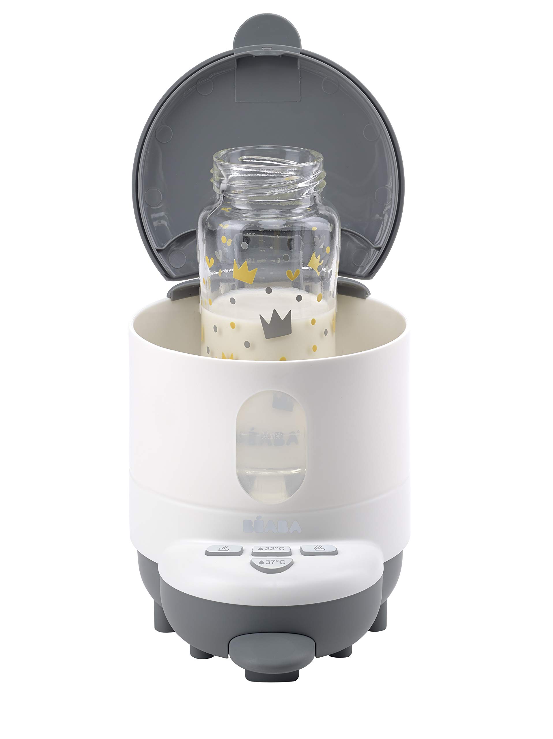 BEABA Bib'Expresso Fast Water Warmer, Formula Maker Preps Bottle in 30 Secs, Quickly Dispenses Warm Water for Baby Bottle, Also a Baby Food Warmer, Grey