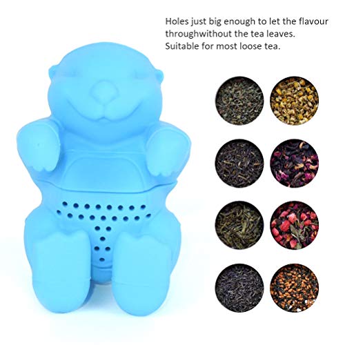 Otter Shaped Tea Filter,Cute Silicone Tea Strainer Reusable Tea Infuser Blue Leaf Strainer Kitchen Tools