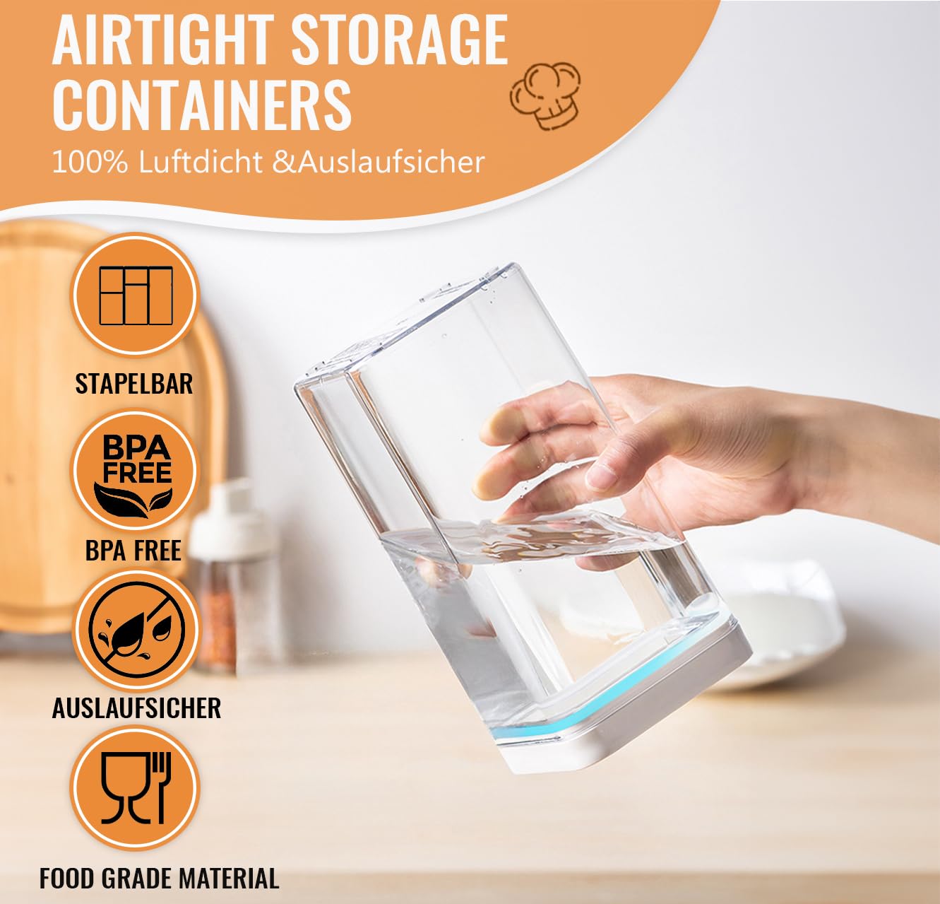 5 Pack Plastic Storage Jars with Airtight Lid: Airtight Food Storage Containers with Lids,Storage Jars for Pantry Organization and Storage for Cereal Flour & Sugar(BPA Free)