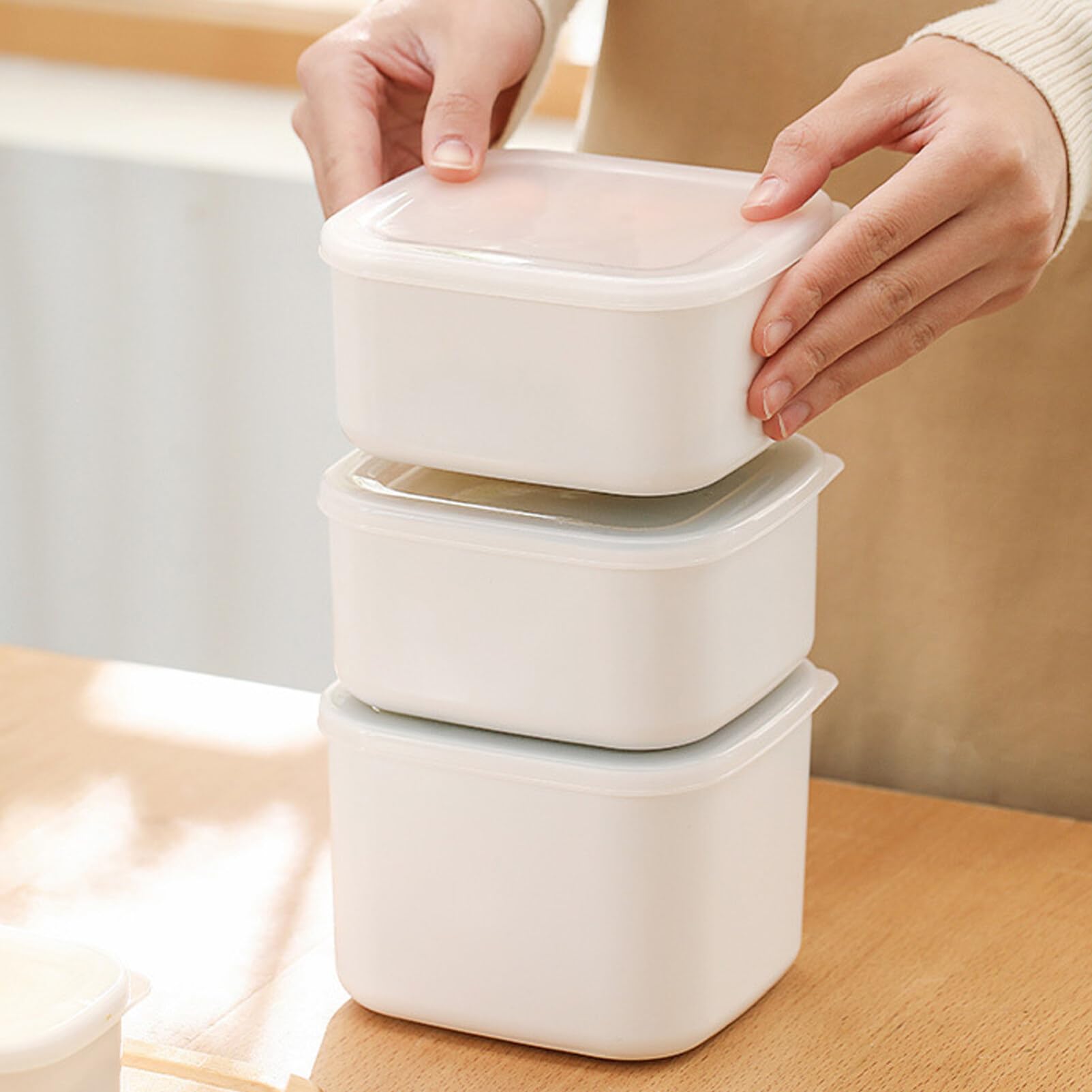 Kichvoe Cheese Keeper 5*2.5*2.5Inch White Rectangular Food Storage Container with Flip Top Lid, 700ML, , Phthalate Free, , Airtight, Refrigerator Storage, Hand Wash Only