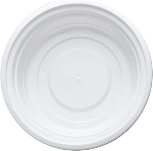 BULK White BIG Container REUSABLE Bowl Meal Food Prep Round Microwavable Heavy Weight bulk Container with Lid, Reusable Plastic (48, Circular, 150, WPC48-150pk)