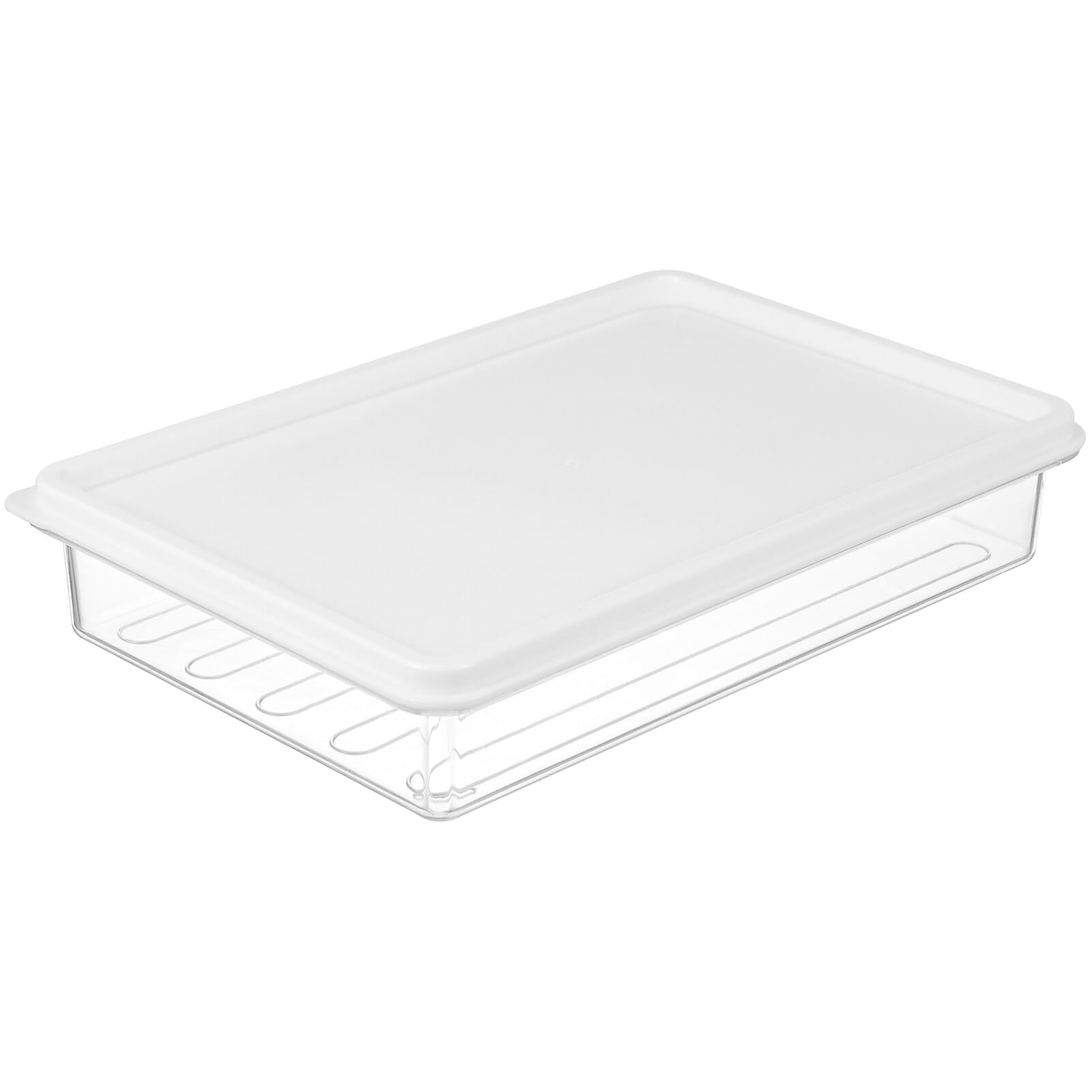 Luxshiny Bacon Storage Container for Fridge Bacon Holder 550ml Plastic Meat Saver Cold Cuts Cheese Keeper with Lid Freezer Storage Containers for Fruits Vegetables Meat Cookie 20x13.5x3.7CM