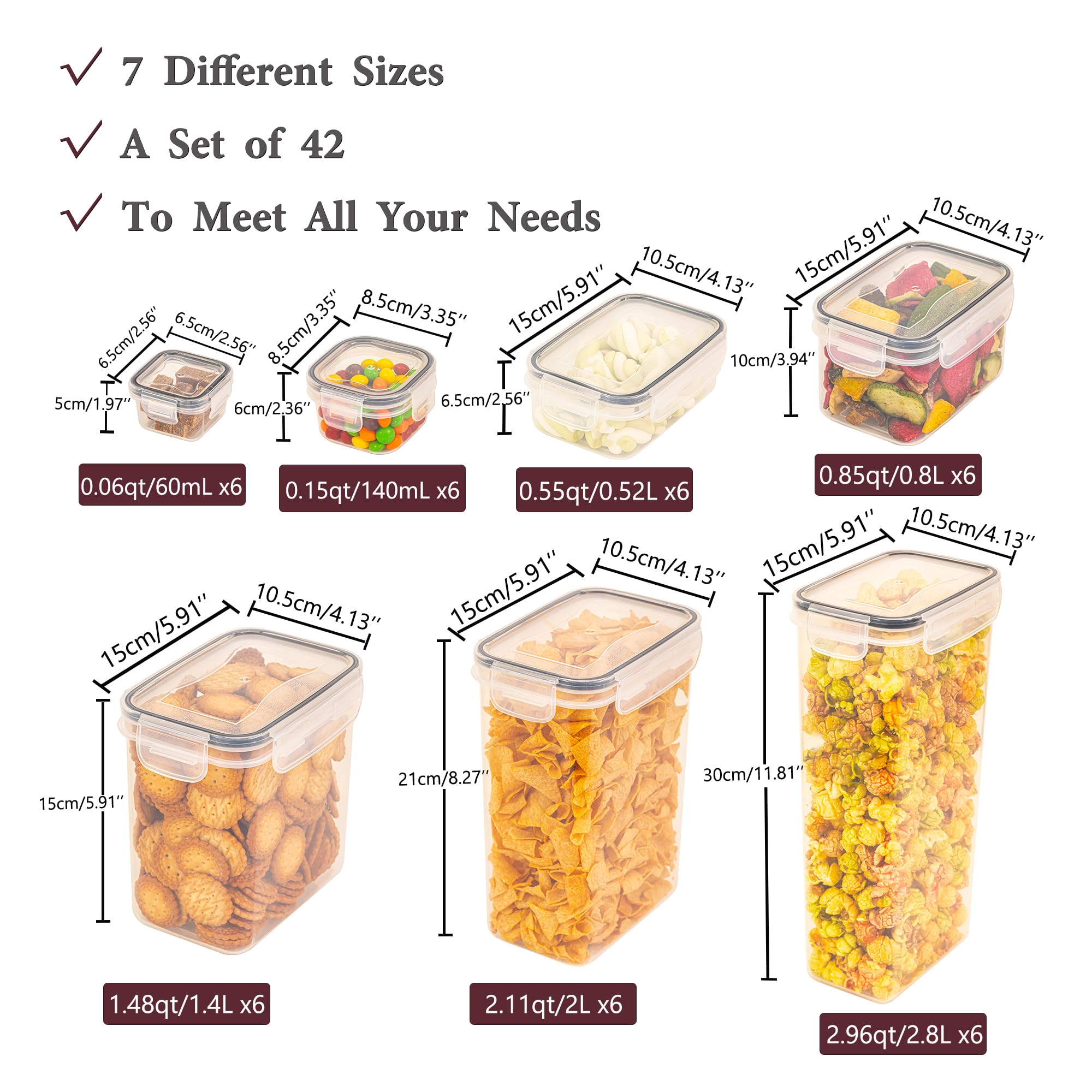 Ogrmar 42 PCS Airtight Food Storage Containers Set with Lids, Plastic Kitchen and Pantry Organization, BPA Free Storage Containers, Leak-proof Canisters for Food, Labels & Measuring Spoons & Marker