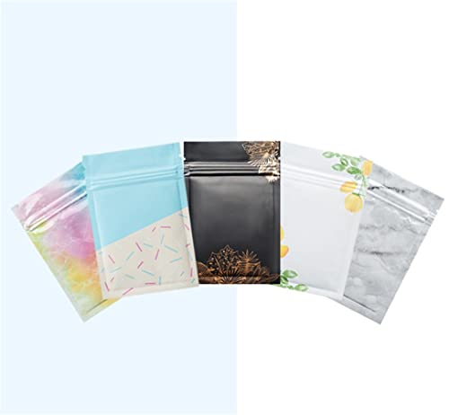 100PCS Colorful Strip Bag For Candy Coffee Food Saver Storage Disposable Snack Container Ziplock Packet Biscuit Bag Resealable Thick Bag Aluminum Foil Bags Sample Bag 3.1x4.7in