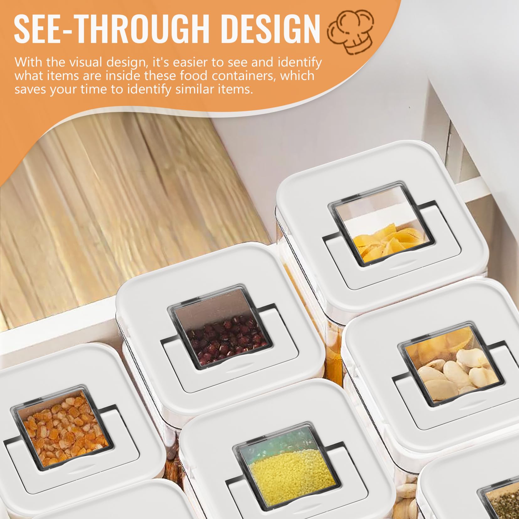 5 Pack Plastic Storage Jars with Airtight Lid: Airtight Food Storage Containers with Lids,Storage Jars for Pantry Organization and Storage for Cereal Flour & Sugar(BPA Free)