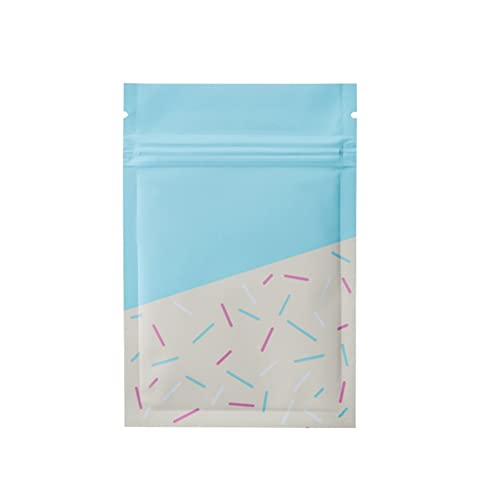 100PCS Colorful Strip Bag For Candy Coffee Food Saver Storage Disposable Snack Container Ziplock Packet Biscuit Bag Resealable Thick Bag Aluminum Foil Bags Sample Bag 3.1x4.7in