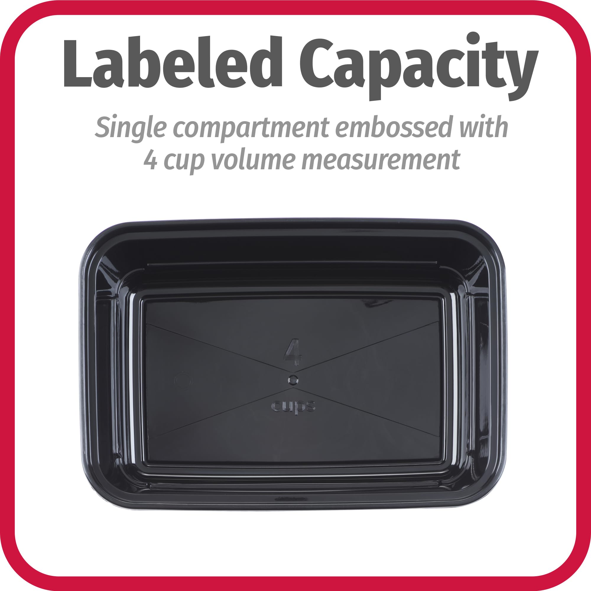 GoodCook Meal Prep 1-Compartment Reusable Food Storage Container Set with 50 Containers, Lids and Condiment Cups, Black