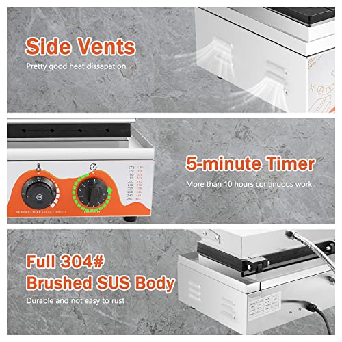 Moongiantgo Commercial Corn Dog Waffle Maker Machine 6 PCS 1550W Waffles on a Stick Maker Stainless Steel, 50-300β Temp Control, 5-min Timer Waffle Dog Maker 110V(White)