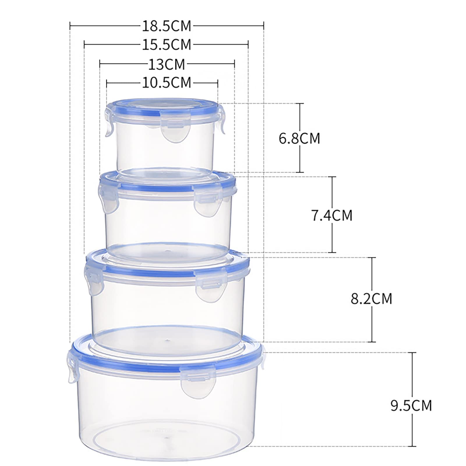 Rehomy 4pcs Meal Prep and Food Storage Container Set Easy Snap Lock Plastic Containers for Food Storage Meal Prep