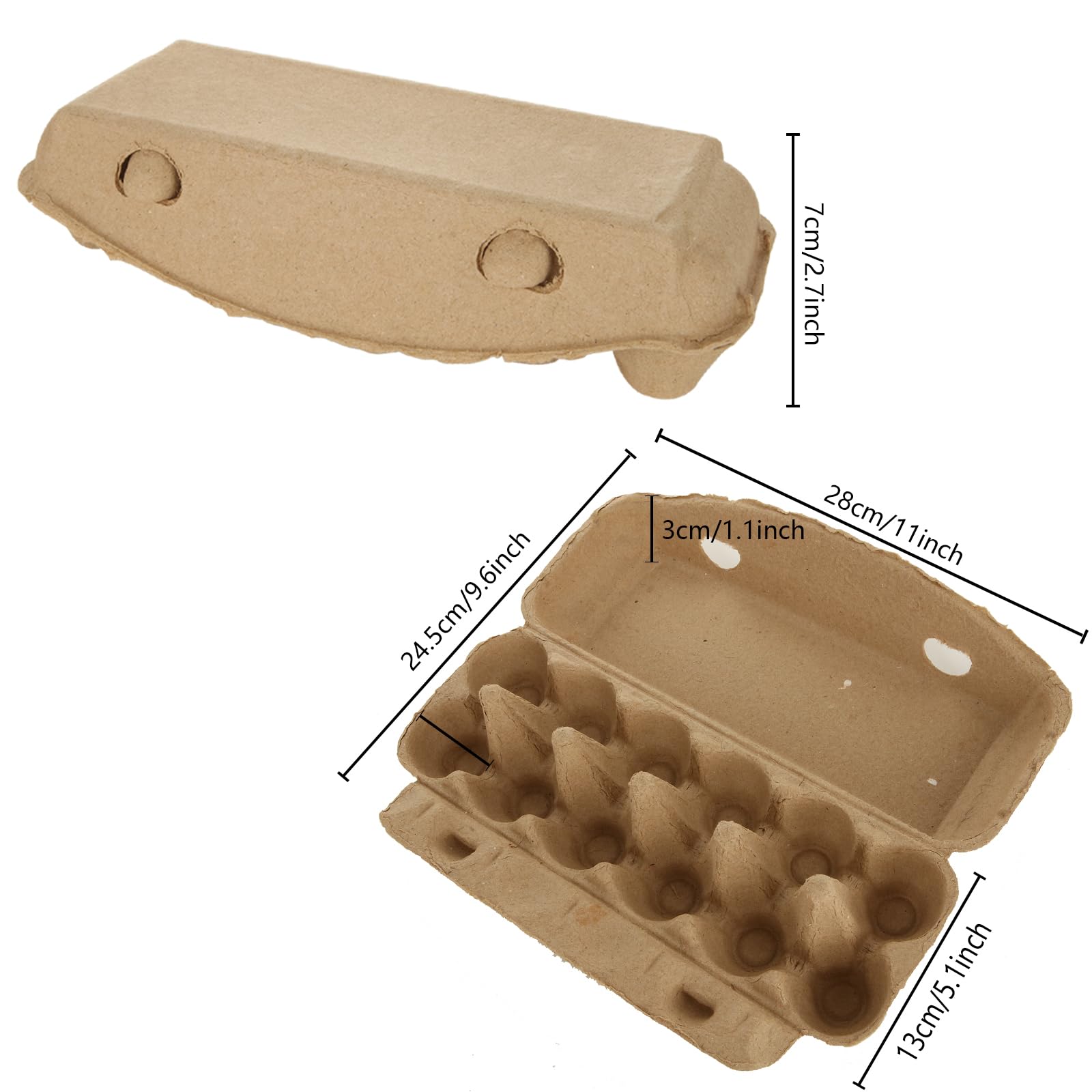 20 Pack Egg Cartons Egg Holder Countertop Paper Egg Cartons 2x6 Style Blank Natural Pulp Egg Cartons Holds Up to 12 Eggs, Sturdy Design Made from Recycled Cardboard