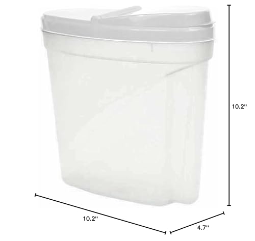 2 Pc Dry Food Storage Cereal Dispenser Pasta Rice Container BPA Free 4.8 Liters, White